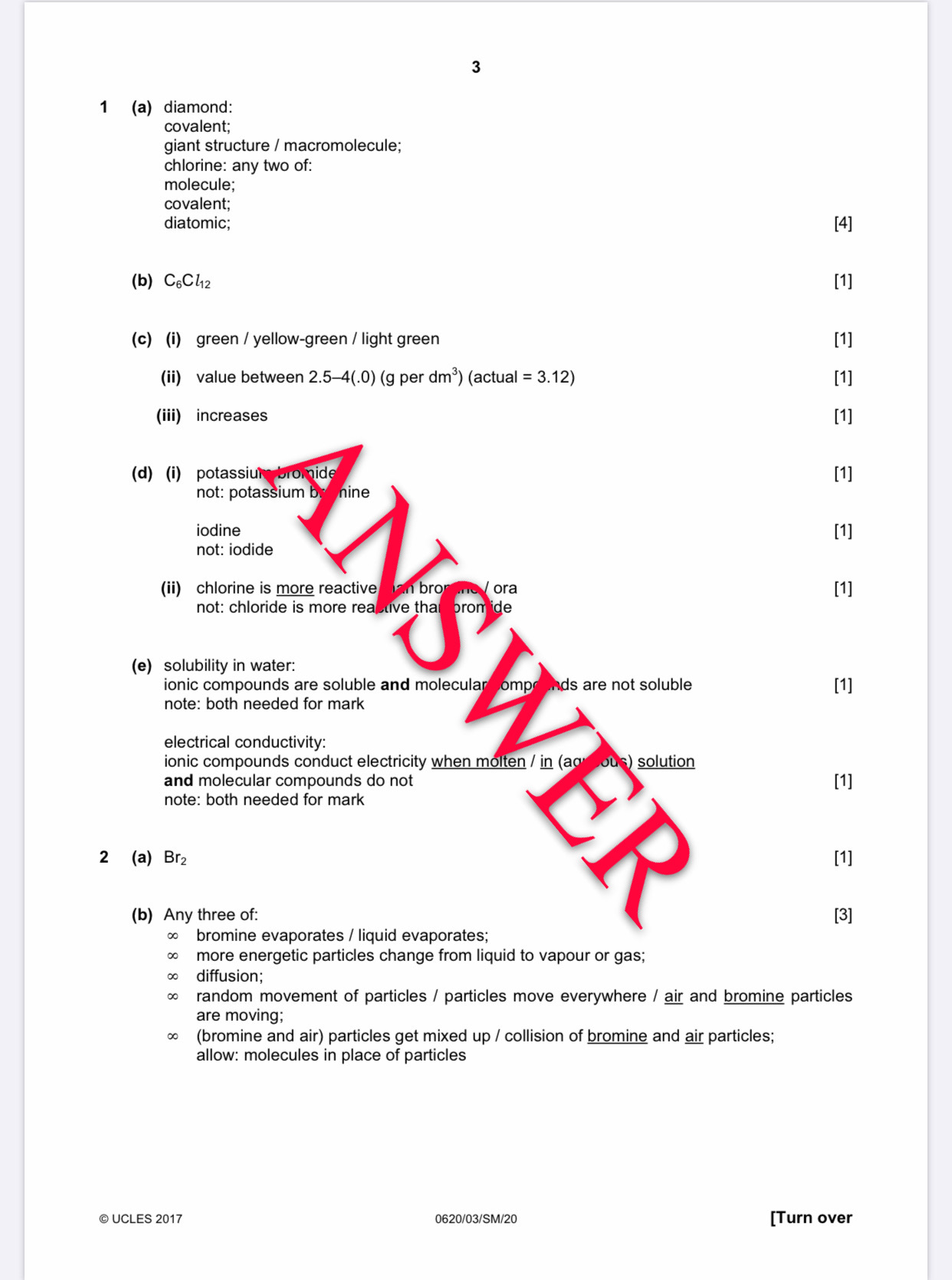 IGCSE CHEMISTRY SPECIMEN 2020 – TestNote.com